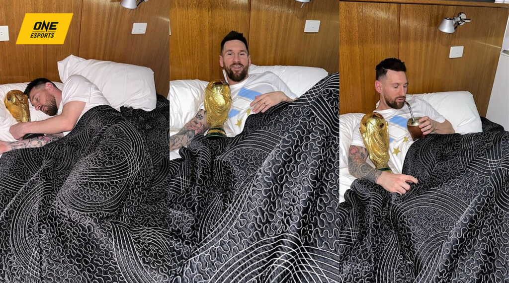 Hình ảnh Messi ngủ cùng Cup 'vô tình' cosplay tuyển thủ Liên Quân ...