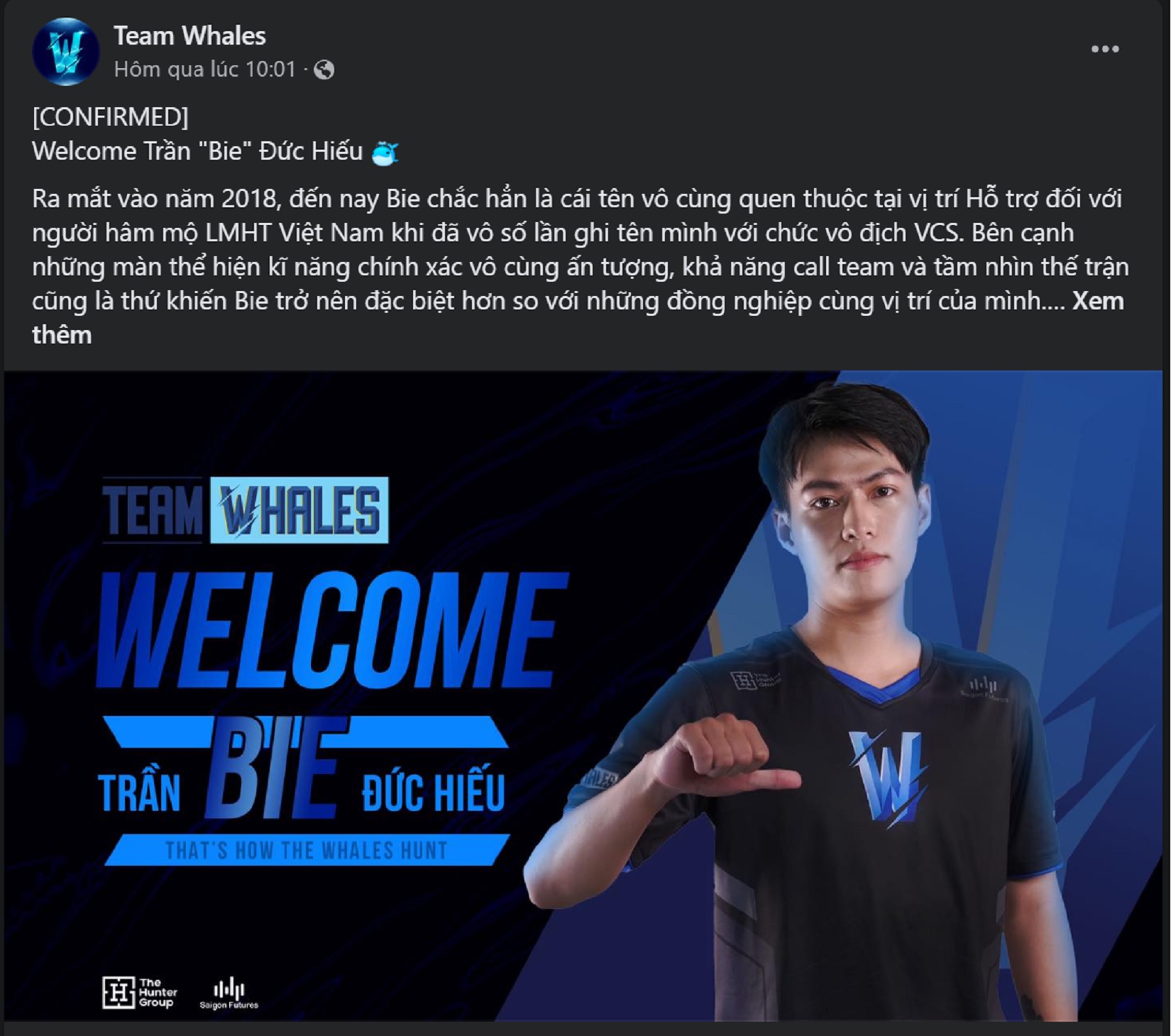 VCS 2023: Bie đầu quân cho Team Whales sau khi rời GAM Esports | ONE ...