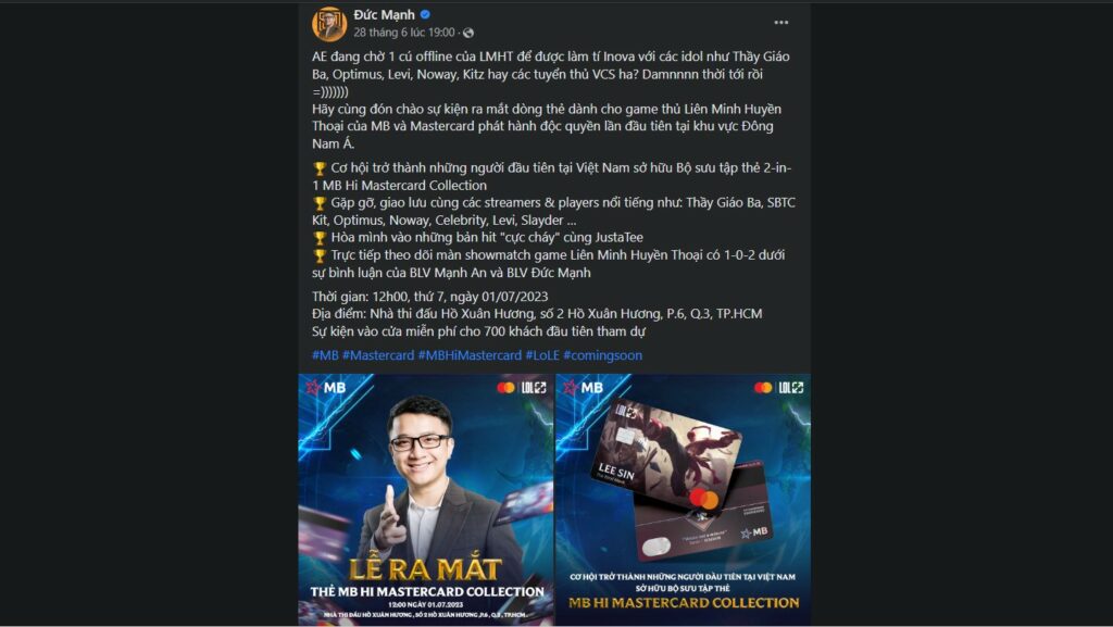 Sự kiện Showmatch ra mắt thẻ đa năng dành cho game thủ LMHT đầu tiên ...