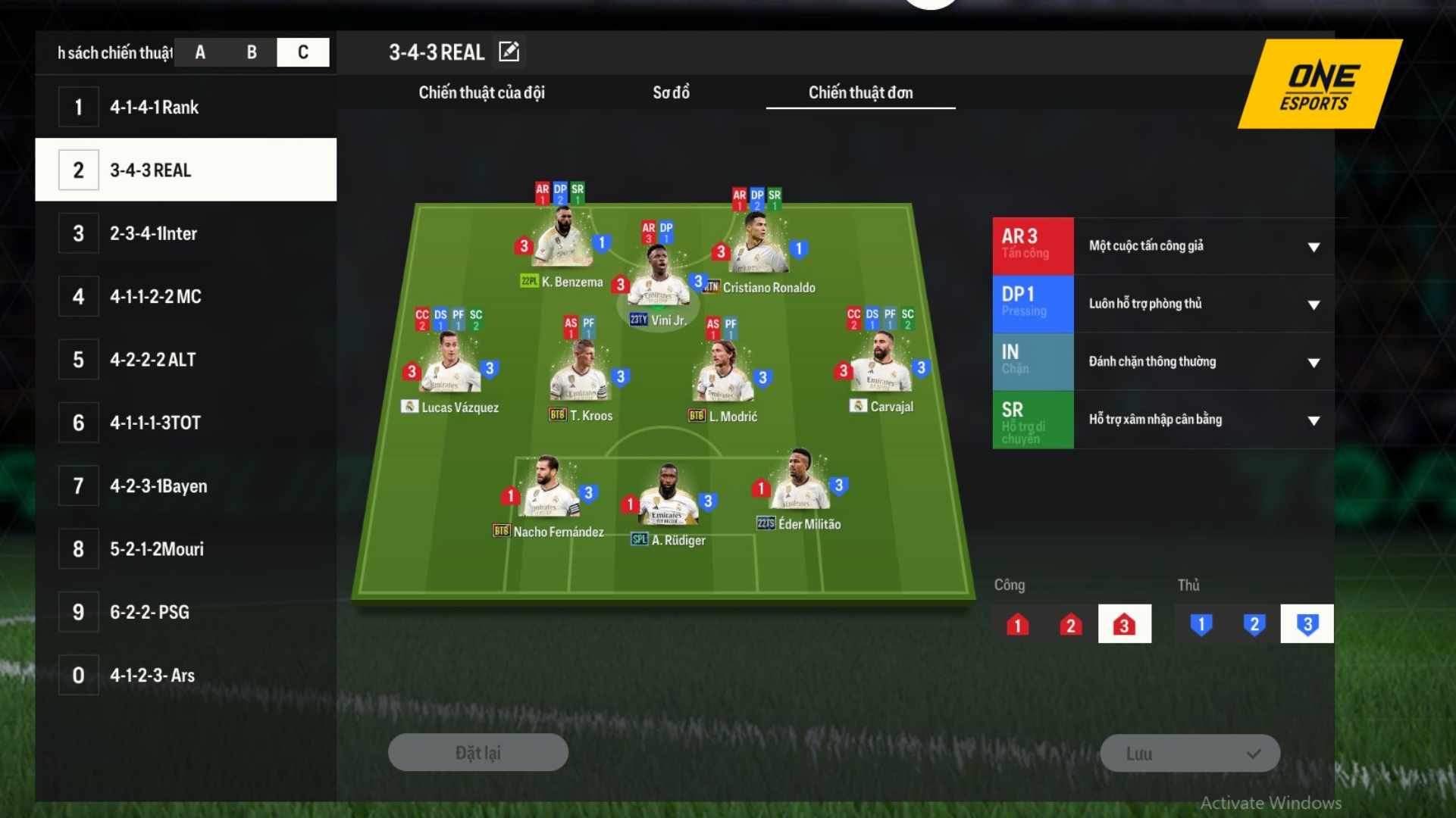 FC Online: Sử dụng đội hình 3-4-3 của Real Madrid để chống meta chọc khe hiệu quả | ONE Esports ...