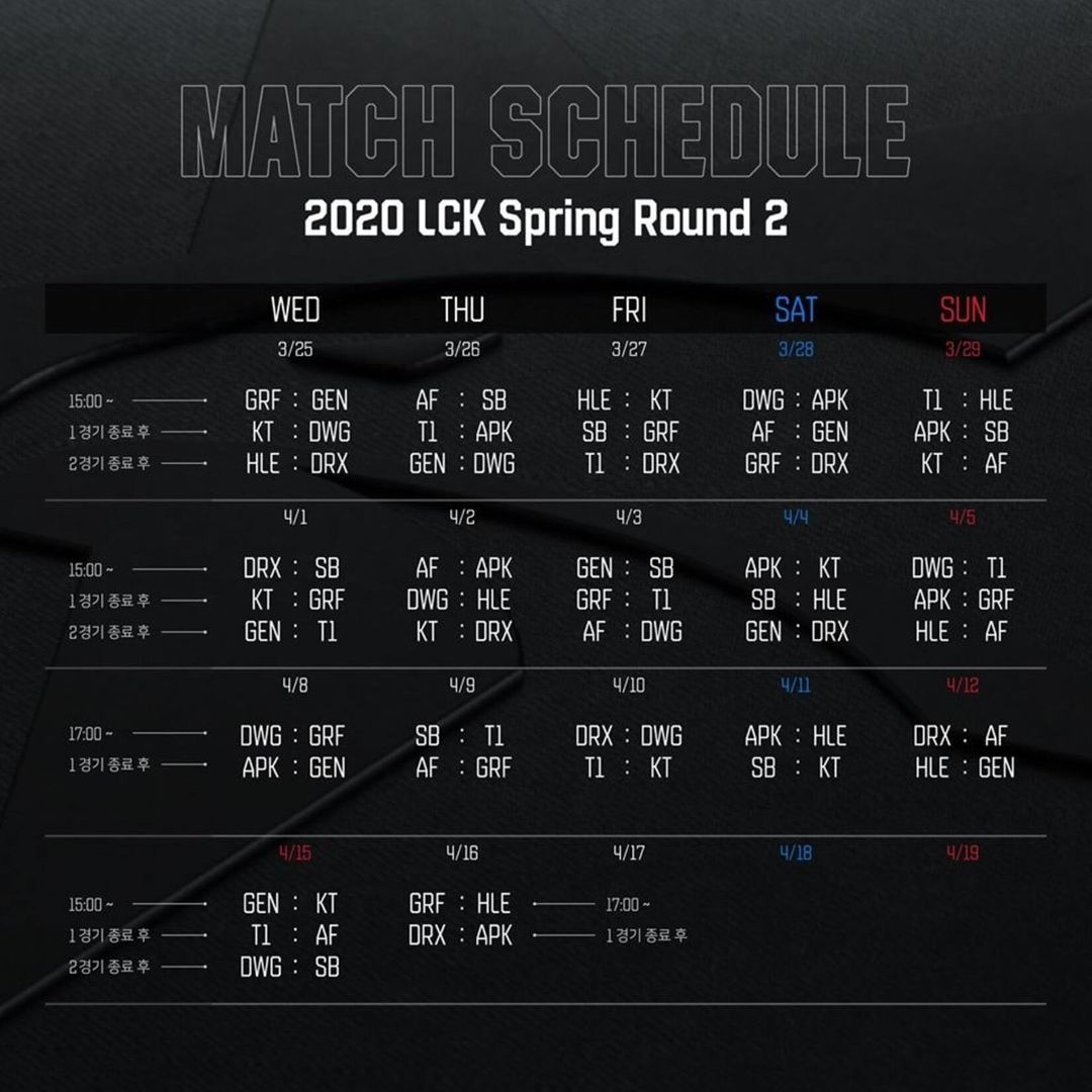 Chính thức: Chi tiết lịch thi đấu lượt về của LCK mùa Xuân 2020 | ONE ...